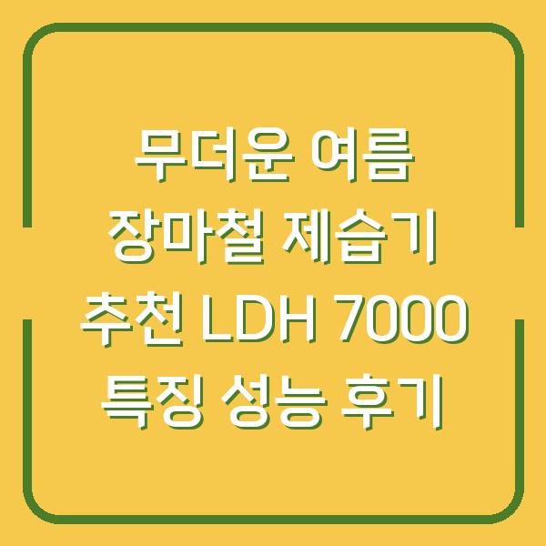 무더운 여름 장마철 제습기 추천 LDH 7000 특징 성능 후기 - 지원 정책 알아보기